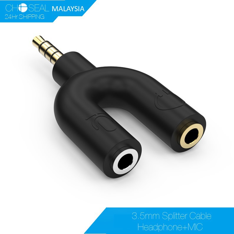 Malaysia Choseal 3.5 Headphone Microphone Splitter, 4 Pole U Shape 3 ...