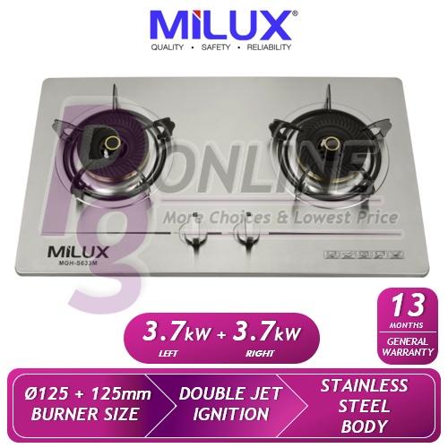 Milux 3.7kW | 2 Burne Stainless Steel Built-in Hob Gas Stove / Cooker ...