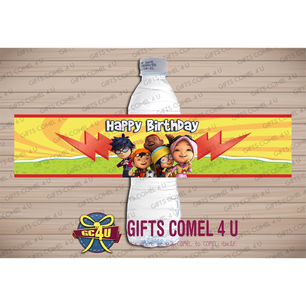 #10pcs BoboiBoy Theme 500ml Bottle Wrapper Label for Birthday Party Set ...