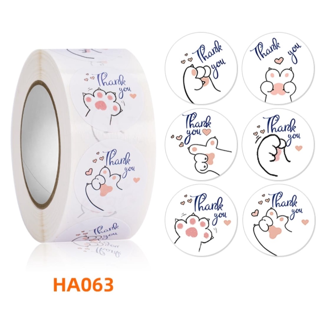 Sticker With Thank You Cute Cartoon (1 Roll with 500 stickers) | Shopee ...