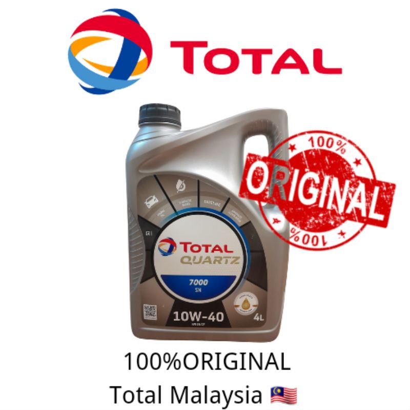 Total Quartz 7000 SN Semi Synthetic Engine oil 10W-40(4L) | Shopee Malaysia