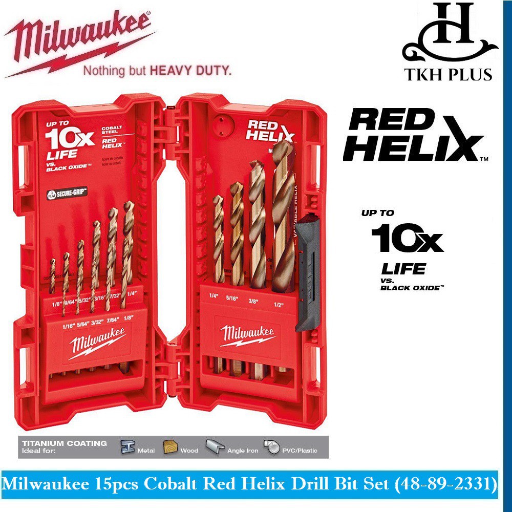 MILWAUKEE 15PCS COBALT RED HELIX DRILL BIT SET (48-89-2331) | Shopee Malaysia