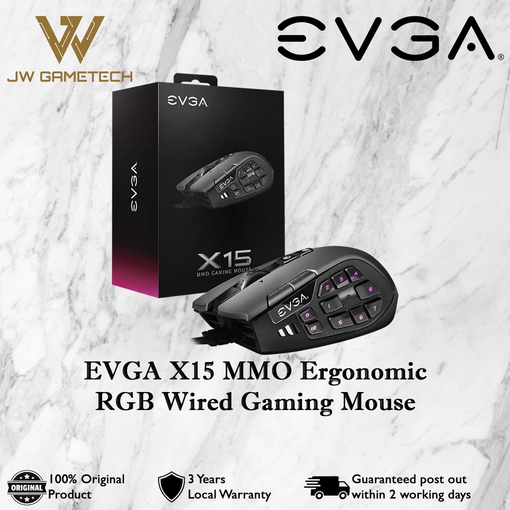 EVGA X15 MMO Ergonomic RGB Gaming Mouse - Black | Shopee Malaysia
