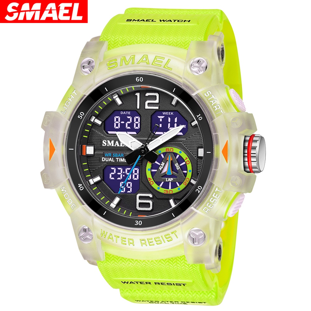SMAEL 8007 Sports Dual Display Watch for Men Led Digital Quartz Waterproof Watches Men's ...