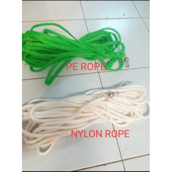 tali jala 9meter panjang& nylon rope putih/PE rope hijau, pe twin ...