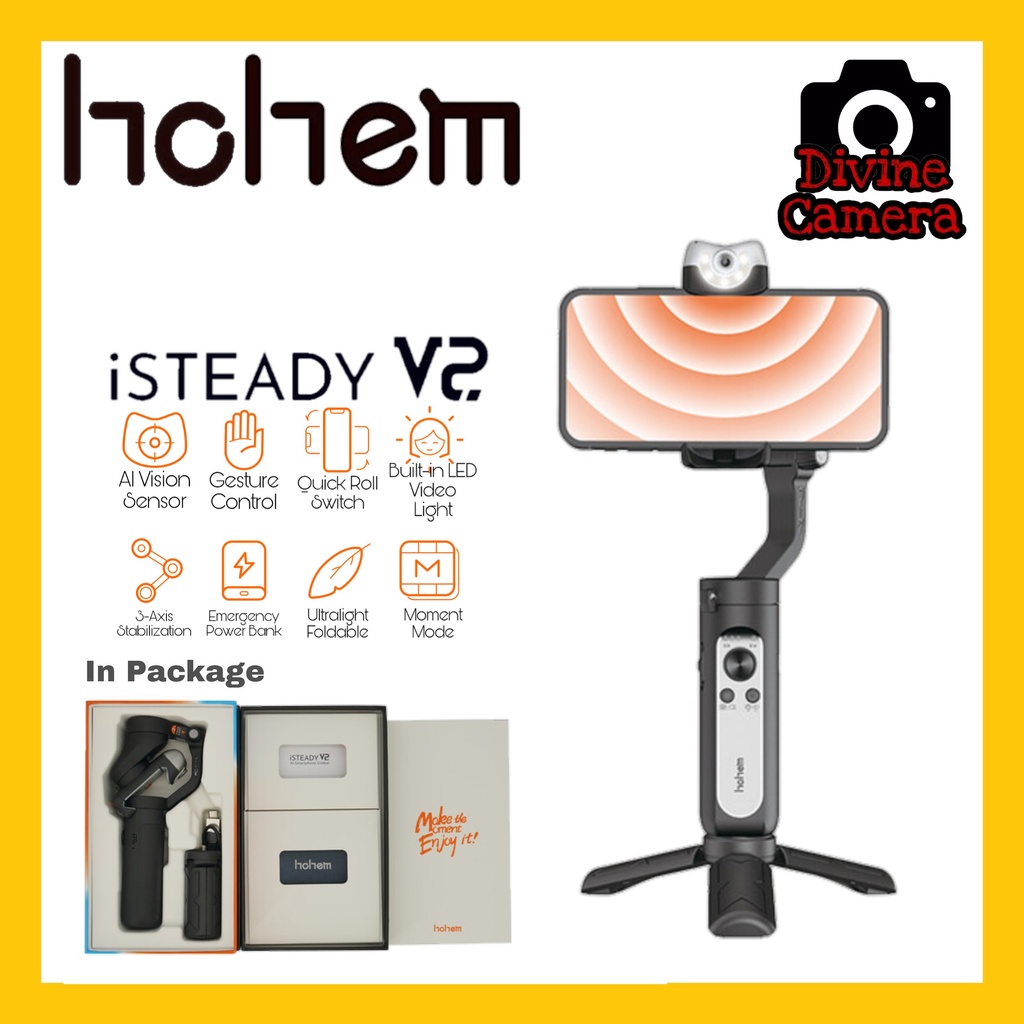 Hohem iSteady V2 AI Smartphone Gimbal with Built-In LED Light | Shopee ...
