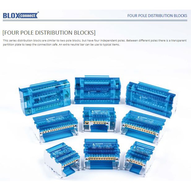 BLOX 4poles distribution block connect terminal block tetrapolar ...