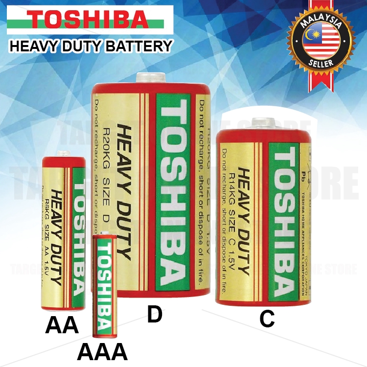 TOSHIBA Heavy Duty Battery Carbon Zinc 1.5V AA / AAA / C / D/Bateri ...