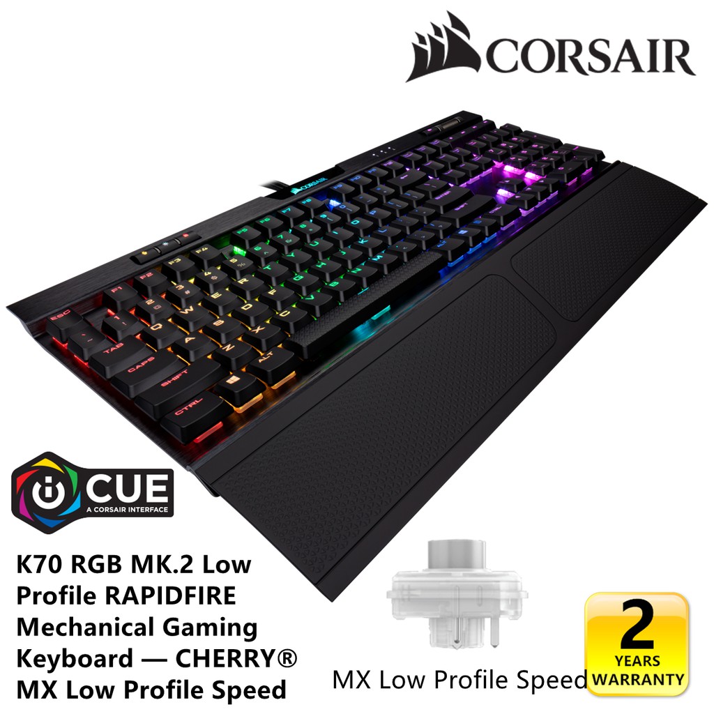 Corsair K70 RGB MK.2 Low Profile RAPIDFIRE Mechanical Gaming Keyboard - CHERRY MX Low Profile ...