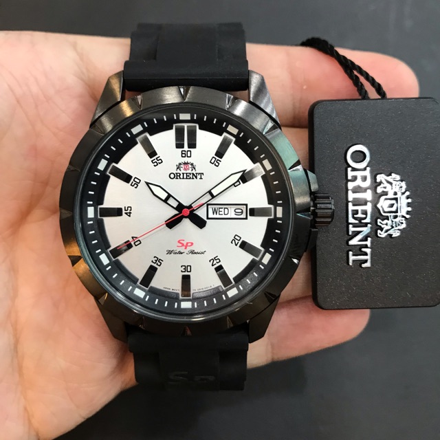 Orient SP Men’s Day Date Stainless Steel Silicone Quartz Watch ...