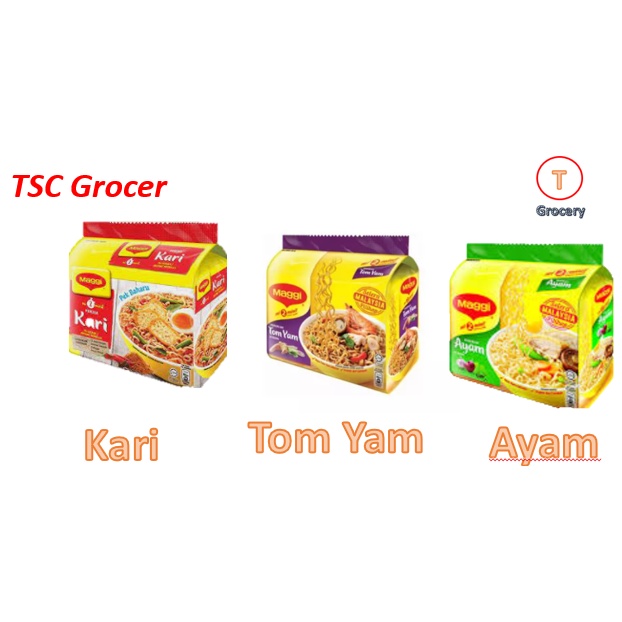 Maggi Mee Kari, Ayam, Tom Yam (5 x 75 gram) | Shopee Malaysia