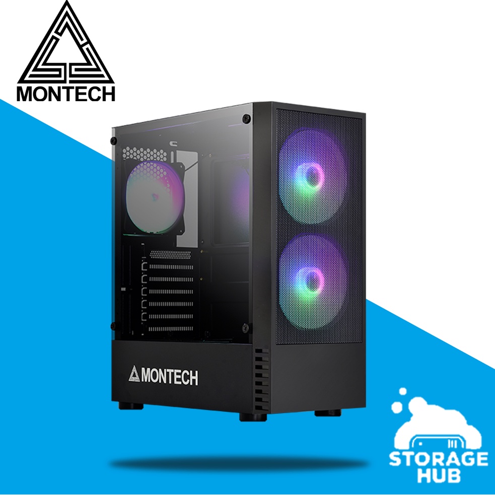 Montech X2 MESH BLACK-ATX (Pre-Installed 2 x 120MM ARGB Fan / 120MM ...
