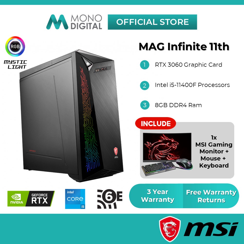 MSI MAG Infinite 11th Gaming Desktop Gaming PC with 11th Gen Intel ...
