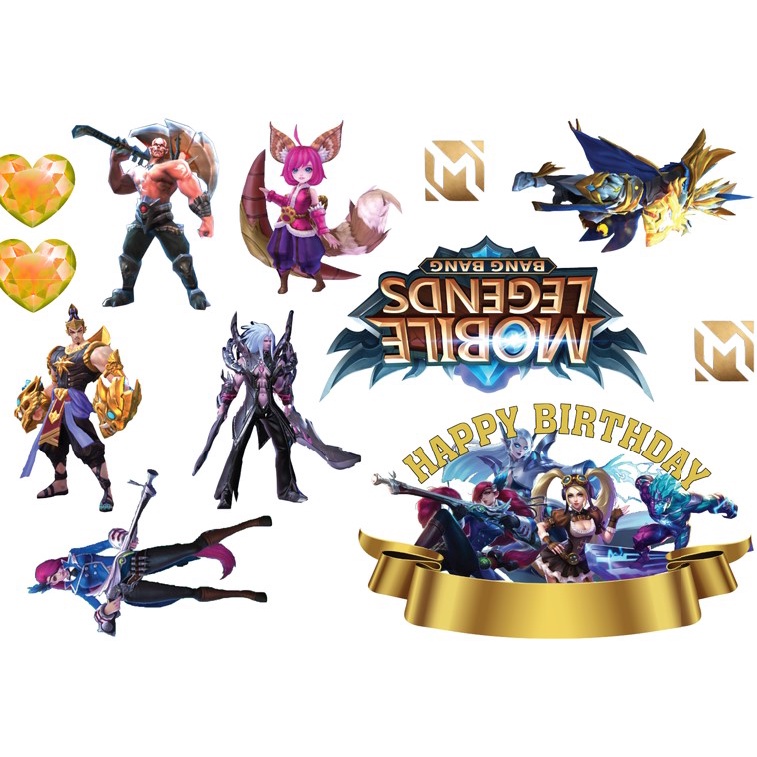 MOBILE LEGEND cake topper cupcake topper deco paper birthday topper kek ...