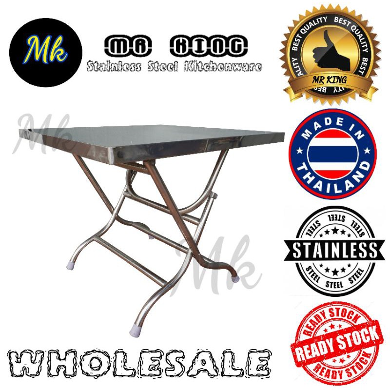 Stainless Steel Foldable Square Table/ Meja Kerja Segi Empat Sama/ Meja ...