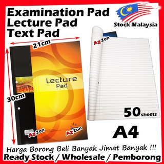 Lecture Pad Test Pad Exam Pad Examination Pad Note Pad Single Line A4 ...