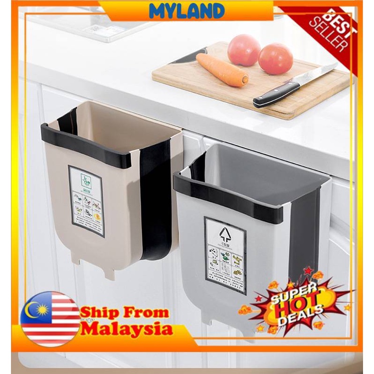 [Large Size] Kitchen Cabinet Foldable Dustbin Wall-mounted Rubbish ...