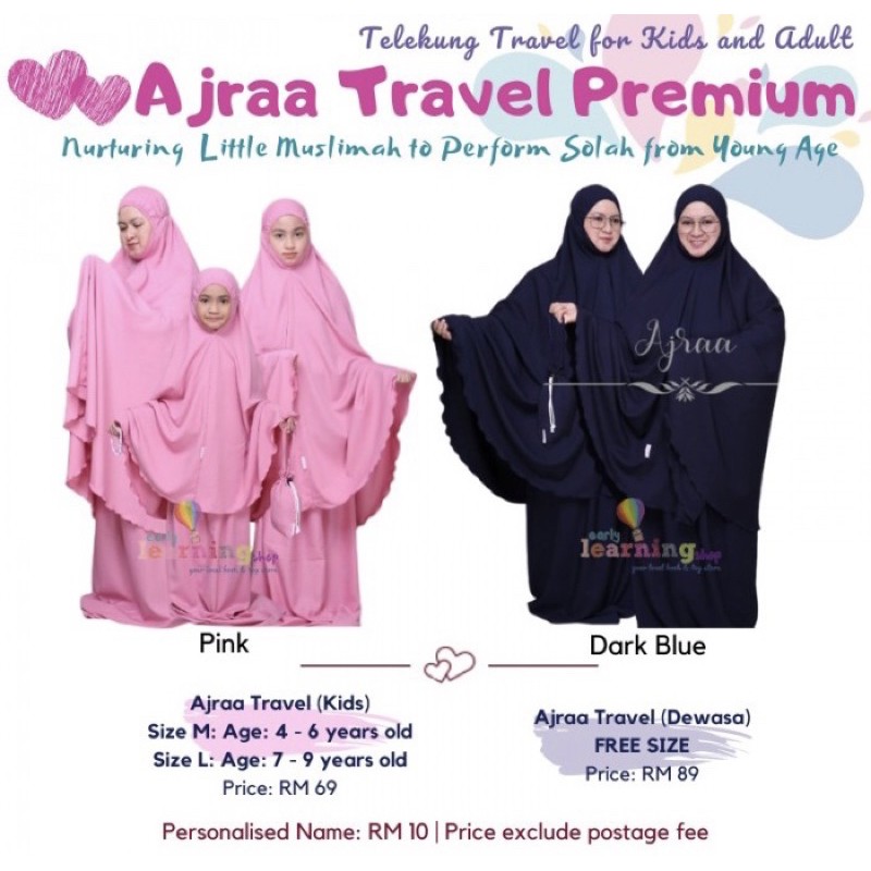 Telekung Travel Ajraa (Kids & Dewasa) | Shopee Malaysia