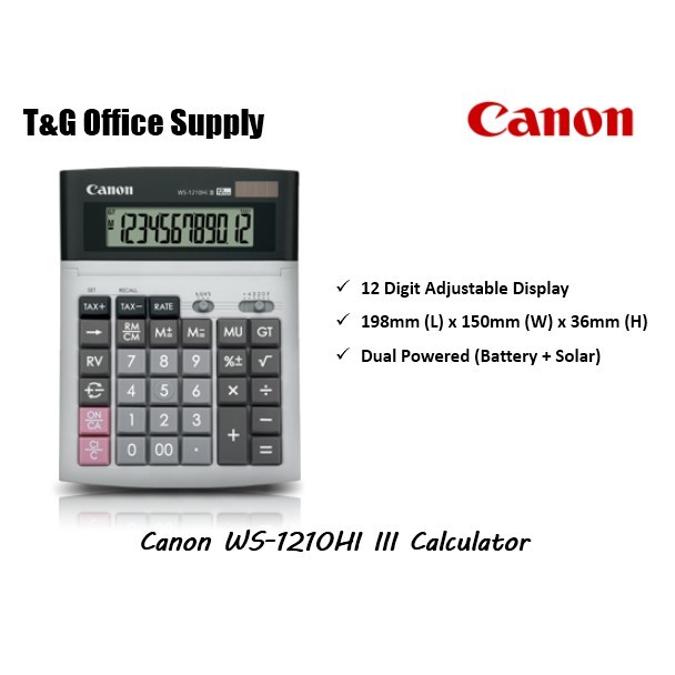 [Original] Canon WS-1210 HI III 12 Digit Calculator | Shopee Malaysia