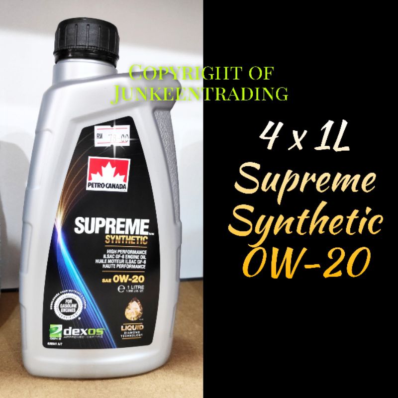 4L Petro-Canada Supreme Synthetic 0W-20 0W20 Fully Synthetic Engine Oil ...