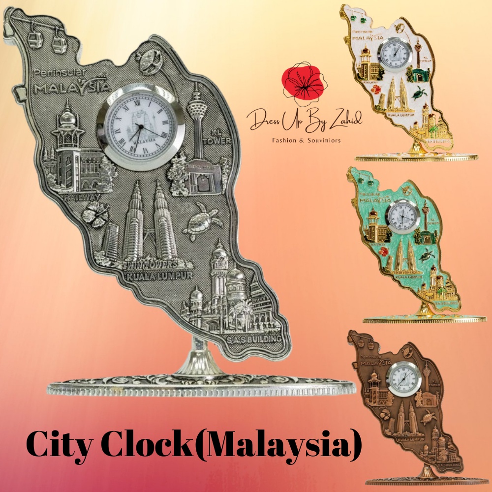 Table Clock Display With Malaysia Map / Malaysian Souvenir Clock ...