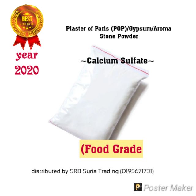 Plaster of Paris, Calcium Sulphate, Gypsum (Food Grade Halal) for tofu ...