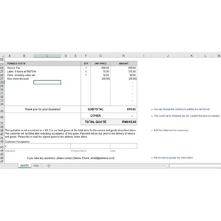 [#07] Price Quotation Excel Template / Template Excel Quotation Harga ...
