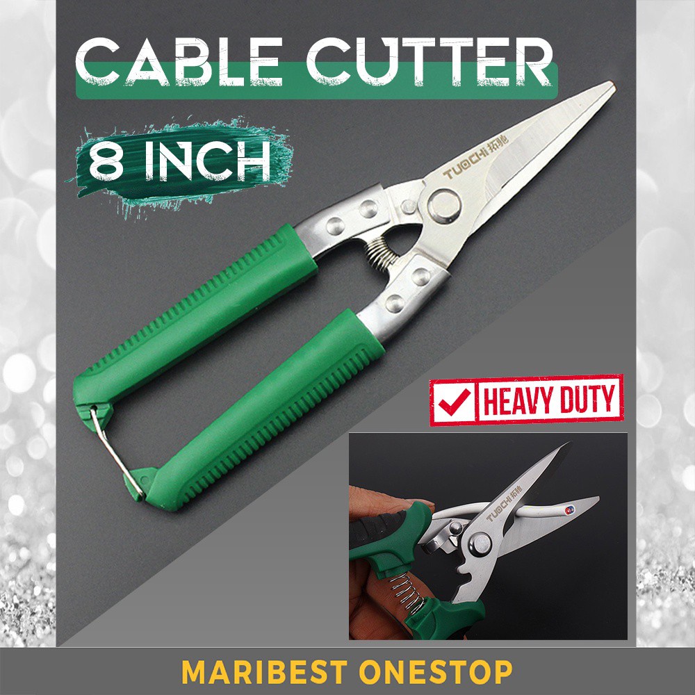 TUOCHI 8 INCH HEAVY DUTY ELECTRICIAN SHEAR SCISSOR WIRE CABLE CUTTER ...