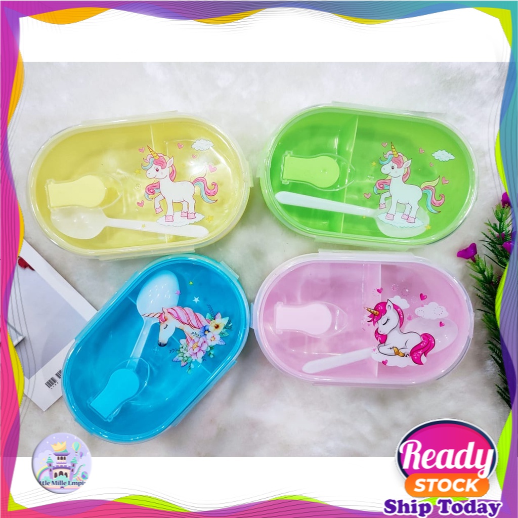 Bekas Makan budak Karton dengan sudu Kid's Tupperware Unicorn Carton ...
