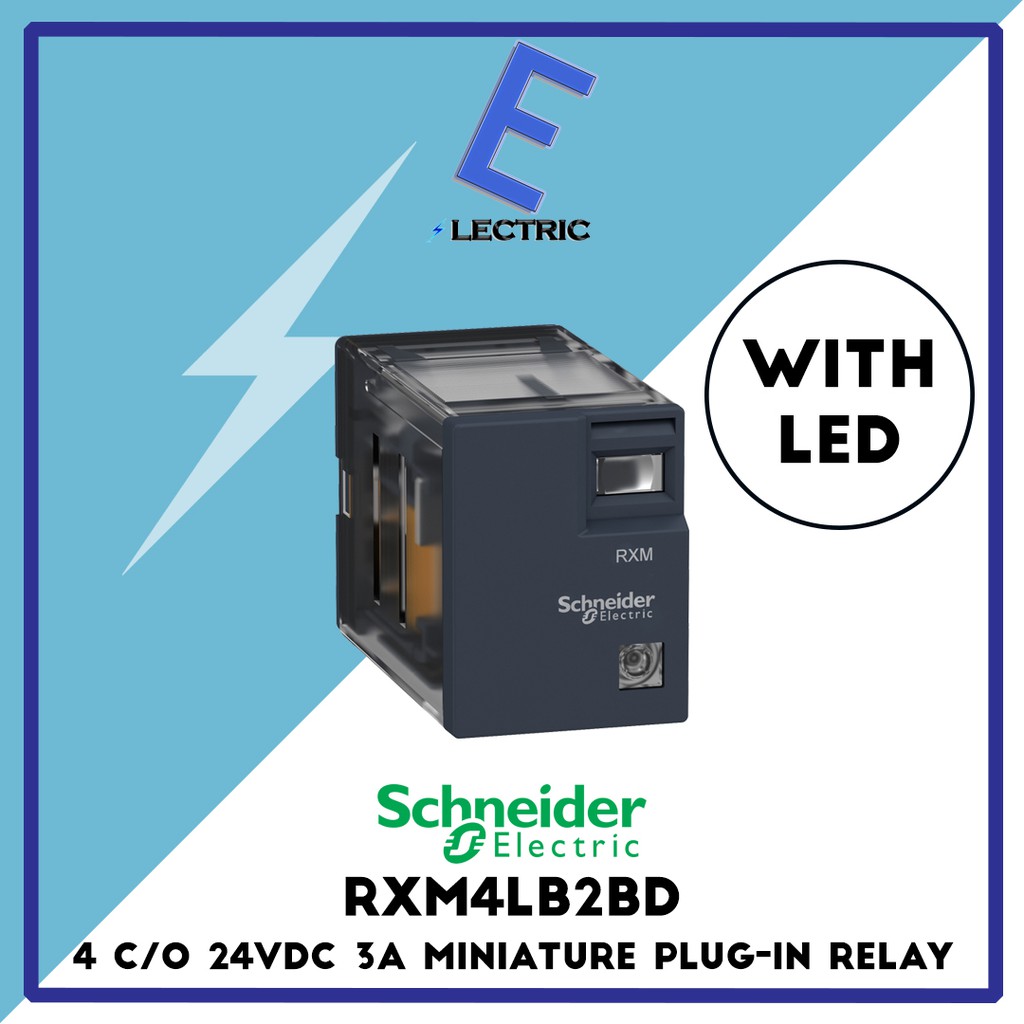 Schneider Zelio RXM4LB2BD Miniature plug-in relay 24 V DC 3A 4 C/O with LED | Shopee Malaysia