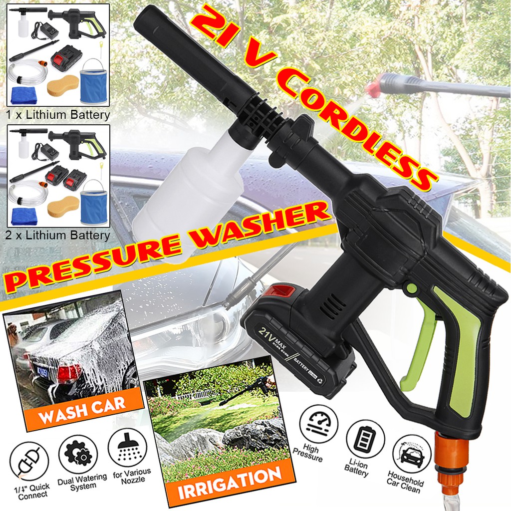21V Portable Cordless Car Washer Machine High Pressure Electric Water ...