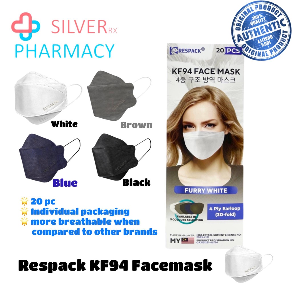 RESPACK DISPOSABLE FACE MASK 4PLY KF94 EARLOOP (20'S) | Shopee Malaysia