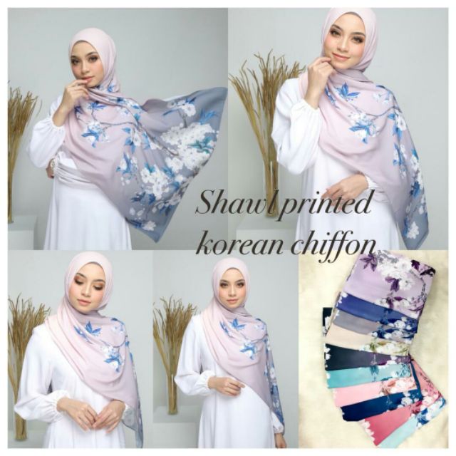 Wide Shawl Exclusive Korean Chiffon 1.8 meter | Shopee Malaysia