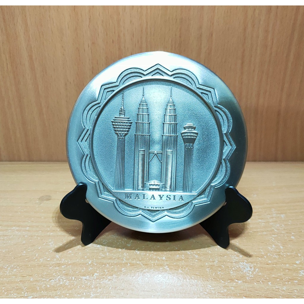 Pewter 3D Malaysia K. L. Tower & KLCC & KLIA 4"Inch KLP372 Small Round ...