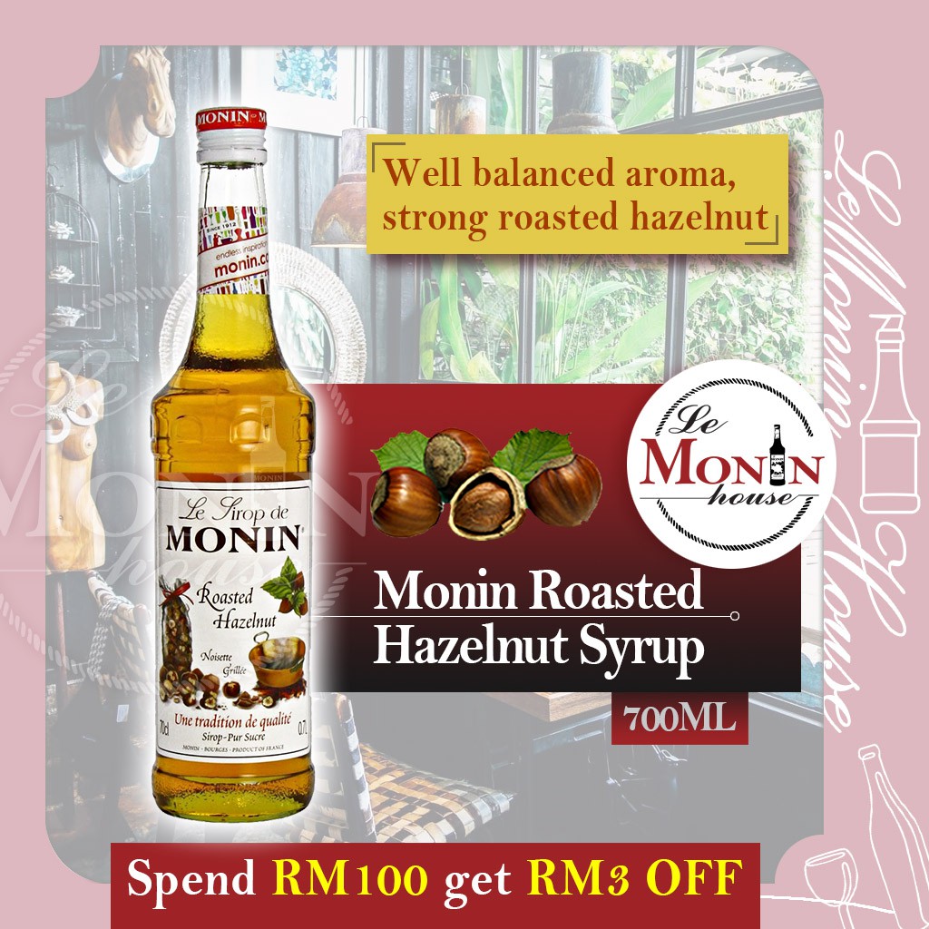 700ML / 70CL MONIN PREMIUM ROASTED HAZELNUT SYRUP / LE SIROP de MONIN ...