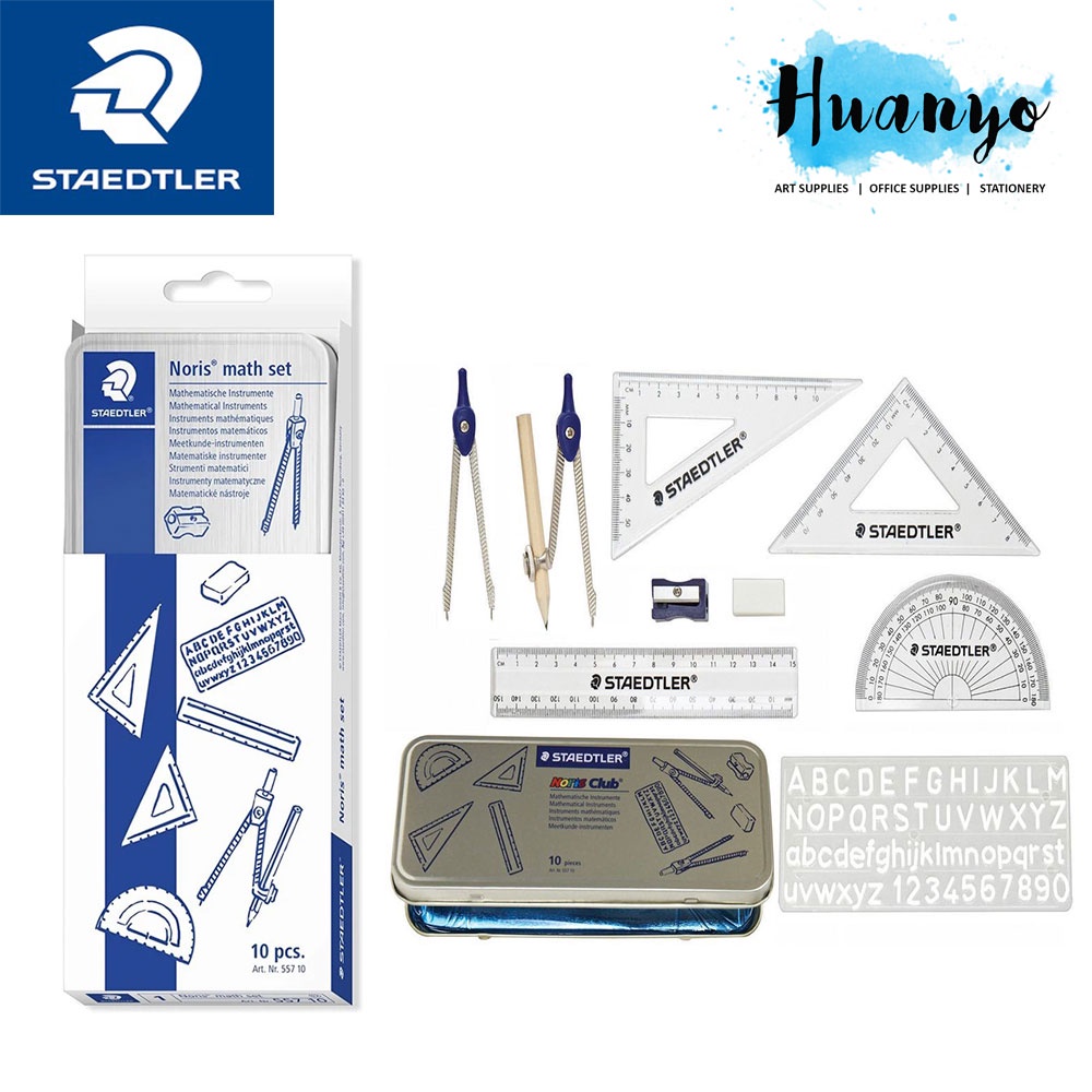 Staedtler Noris Geometry Math Set ( Tin Set of 10, 557-10 ) | Shopee ...