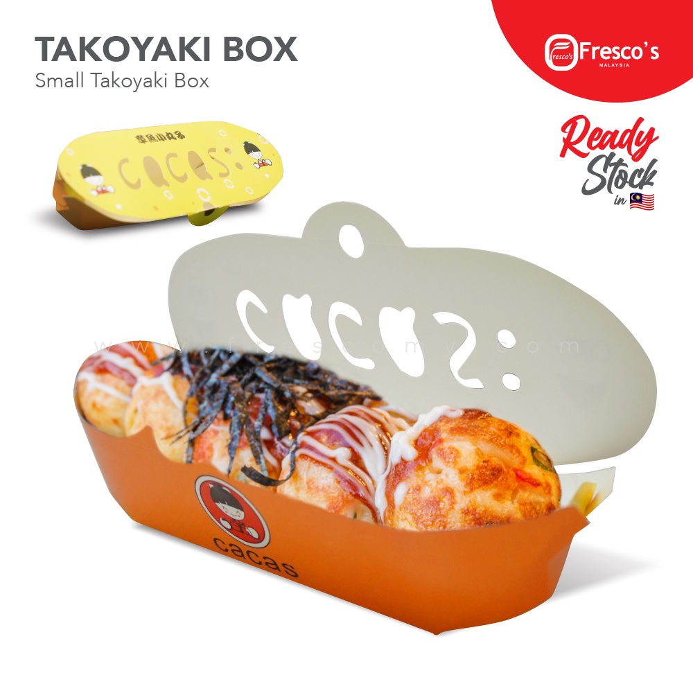 Takoyaki Box 200pcs Takoyaki 3-4 ball Takoyaki Box Packaging Kotak ...