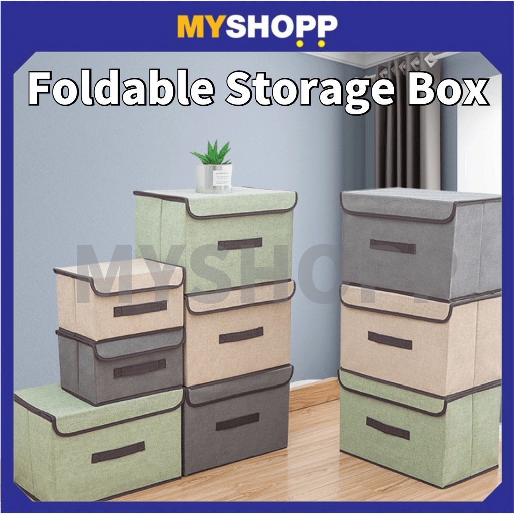 MYSHOPP - Portable non-woven korean Storage box foldable linen Cloth ...