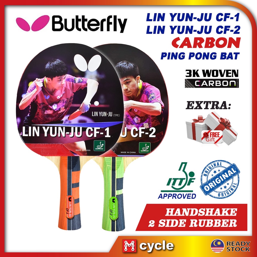 Butterfly ORIGINAL LIN YUN JU CARBON CF1 CF2 HAND SHAKE TABLE TENNIS ...