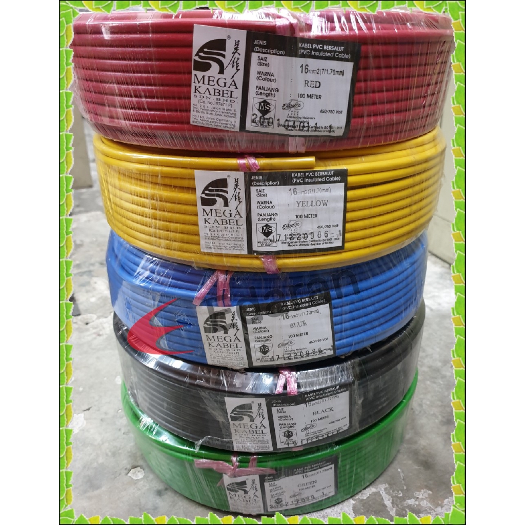 (X1 METER) 16MM² MEGA Kabel Insulated PVC 100% Pure Copper Cable (SIRIM ...