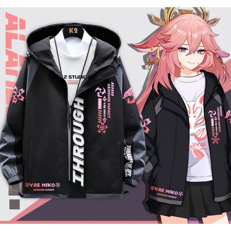 Genshin impact jacket yae miko outerwear hoodie inazuma alanes | Shopee ...