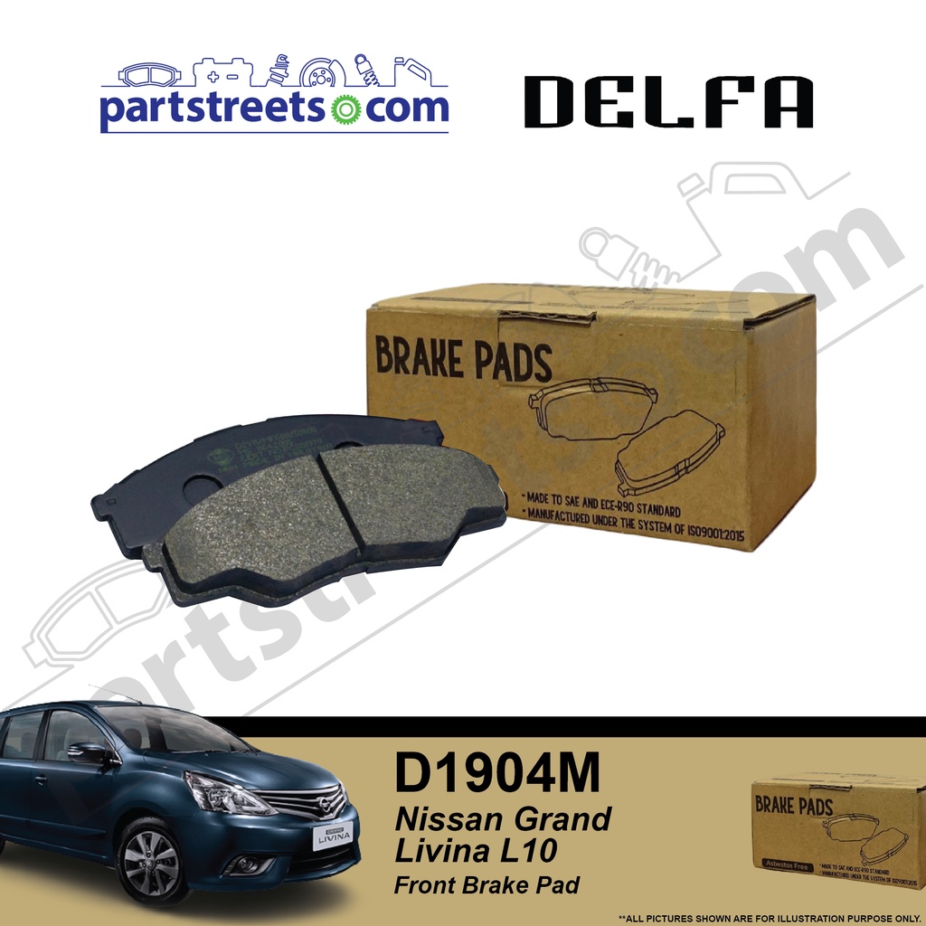 DELFA Front Brake Pad - Nissan Grand Livina L10 - D1904M (1set) | Shopee Malaysia