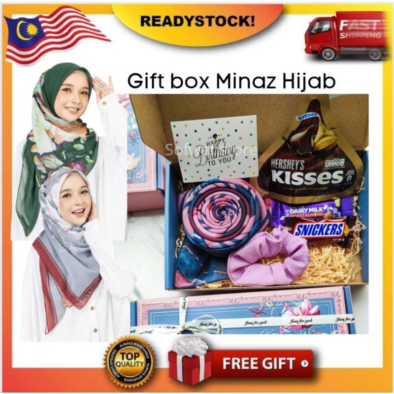 ( READY STOCK)Tudung Minaz set hadiah gift box surprise gift. | Shopee ...