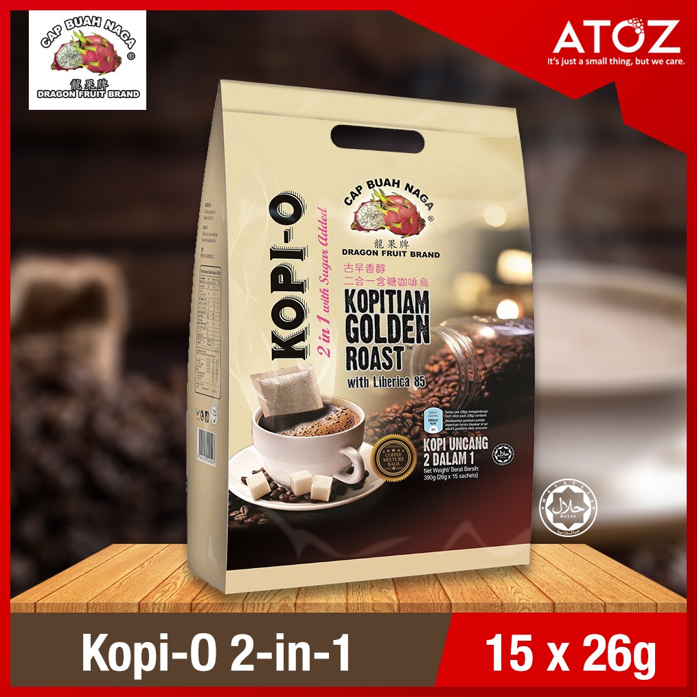 Dragon Fruit Brand - Kopi O 2 IN 1 Kopitiam Golden Roast 26g x 15 sticks | Shopee Malaysia