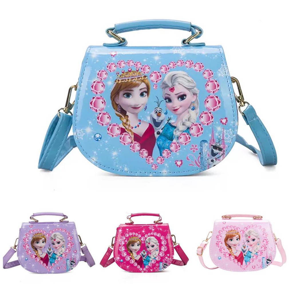 Kid Girl PU Leather Crossbody Princess Handbag Frozen Sling Bag girls ...