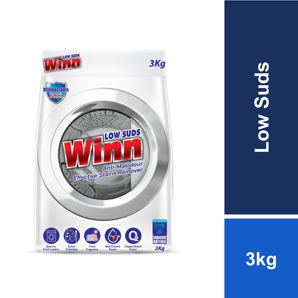 Winn Low Suds Detergent Powder 3kg | Shopee Malaysia