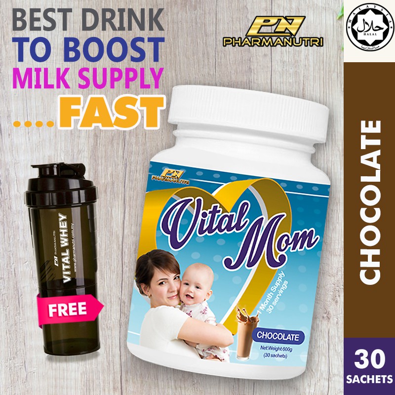 Vital Mom Halal Milk Boosterpenggalak Susu Ibulactation Supplement 30 Sachet Chocolate
