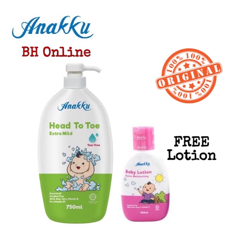 Anakku Baby Head To Toe (Extra Mild) 750ml ( Free 100ml Baby Lotion ...