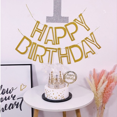 Happy Birthday Metallic Flag String With Hollow Letter For Birthday ...