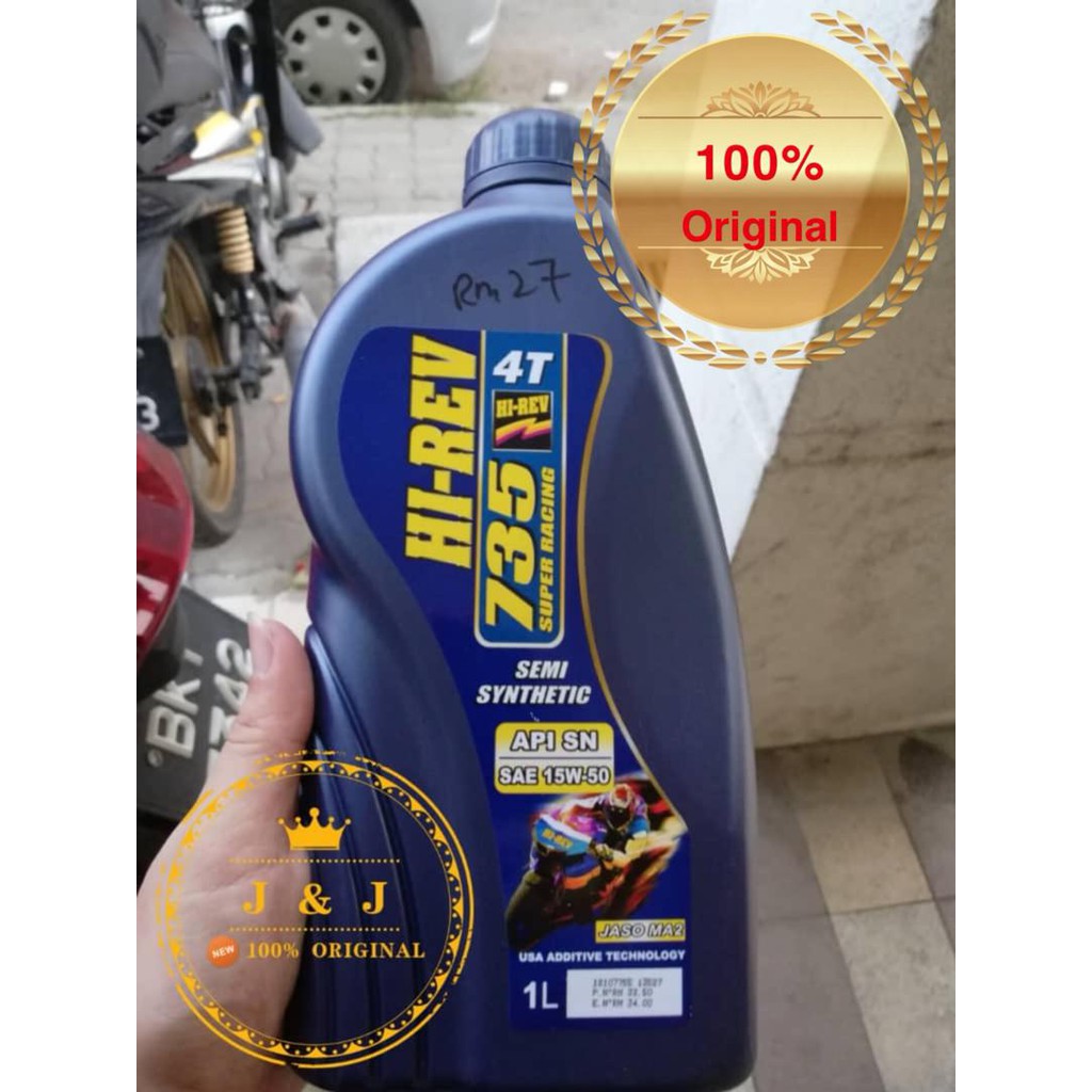 HiRev 4T 735 Semi Synthetic 15W-50 Moto Bike Oil Hi Rev (1L) 100% ...